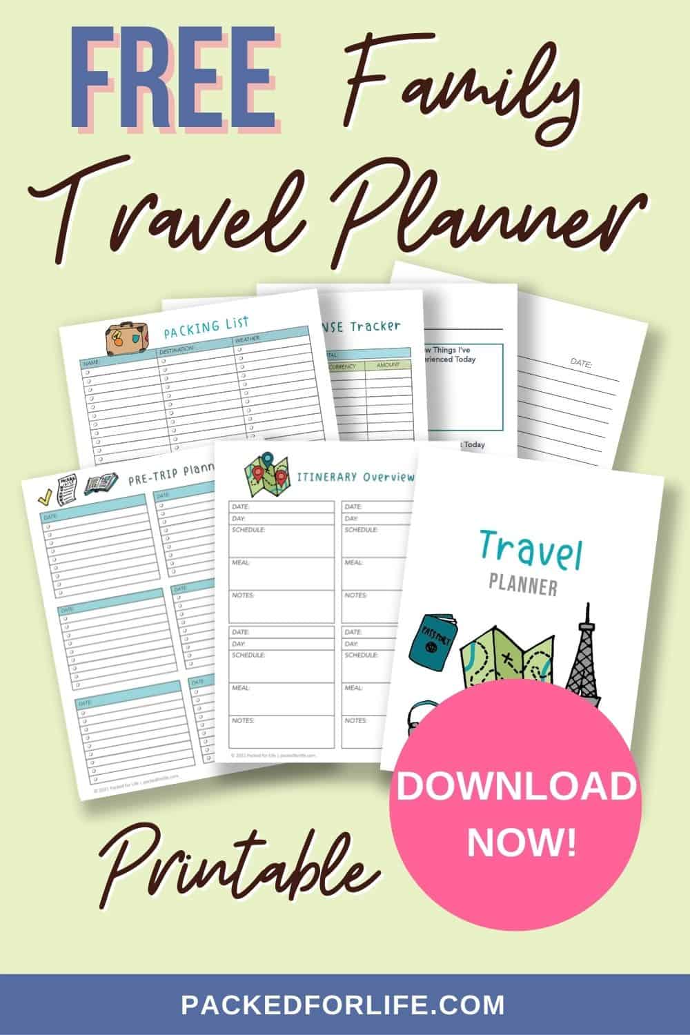 Free Family Travel Planner Printable | Packed for Life
